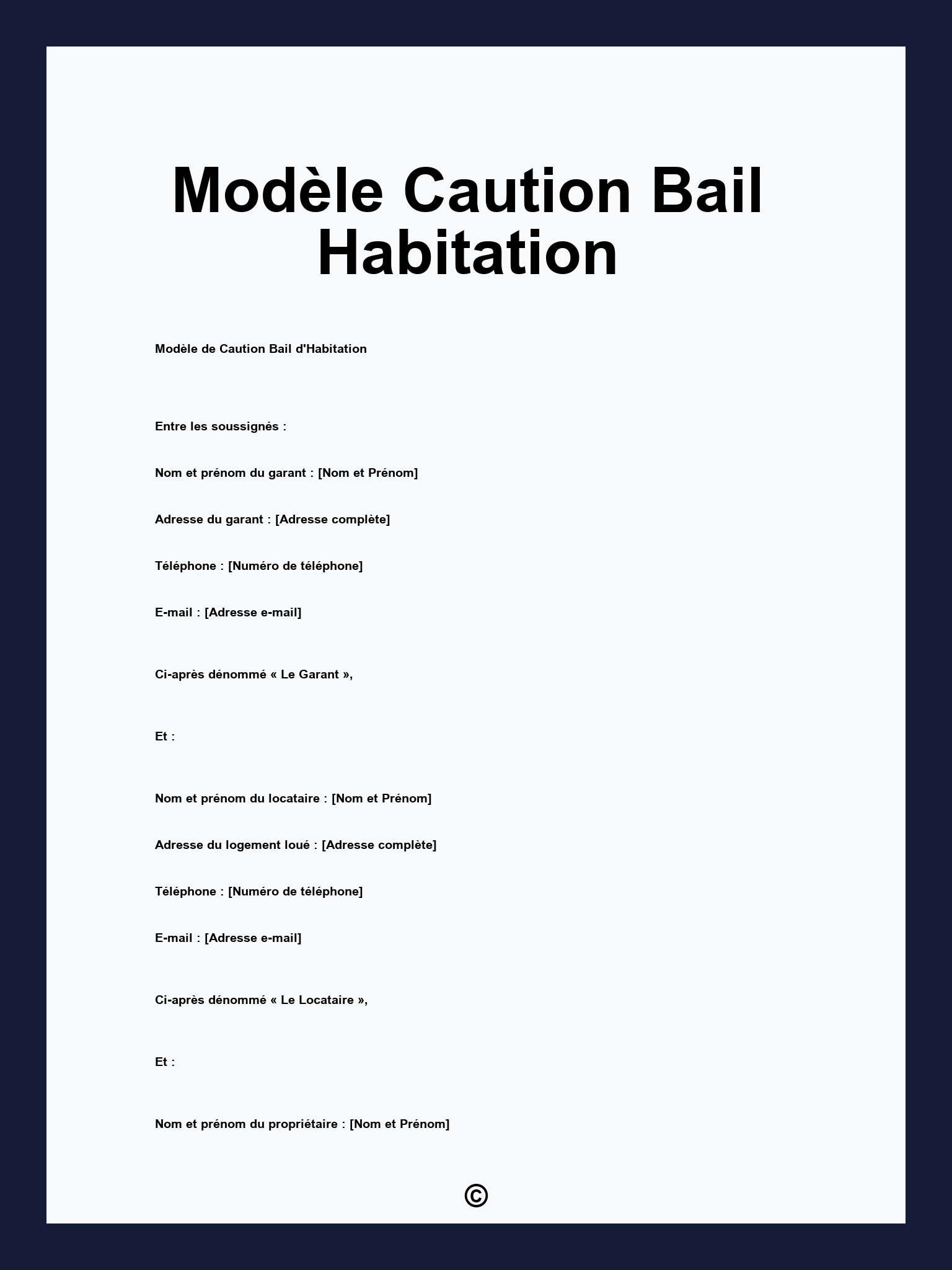 Modèle Caution Bail Habitation