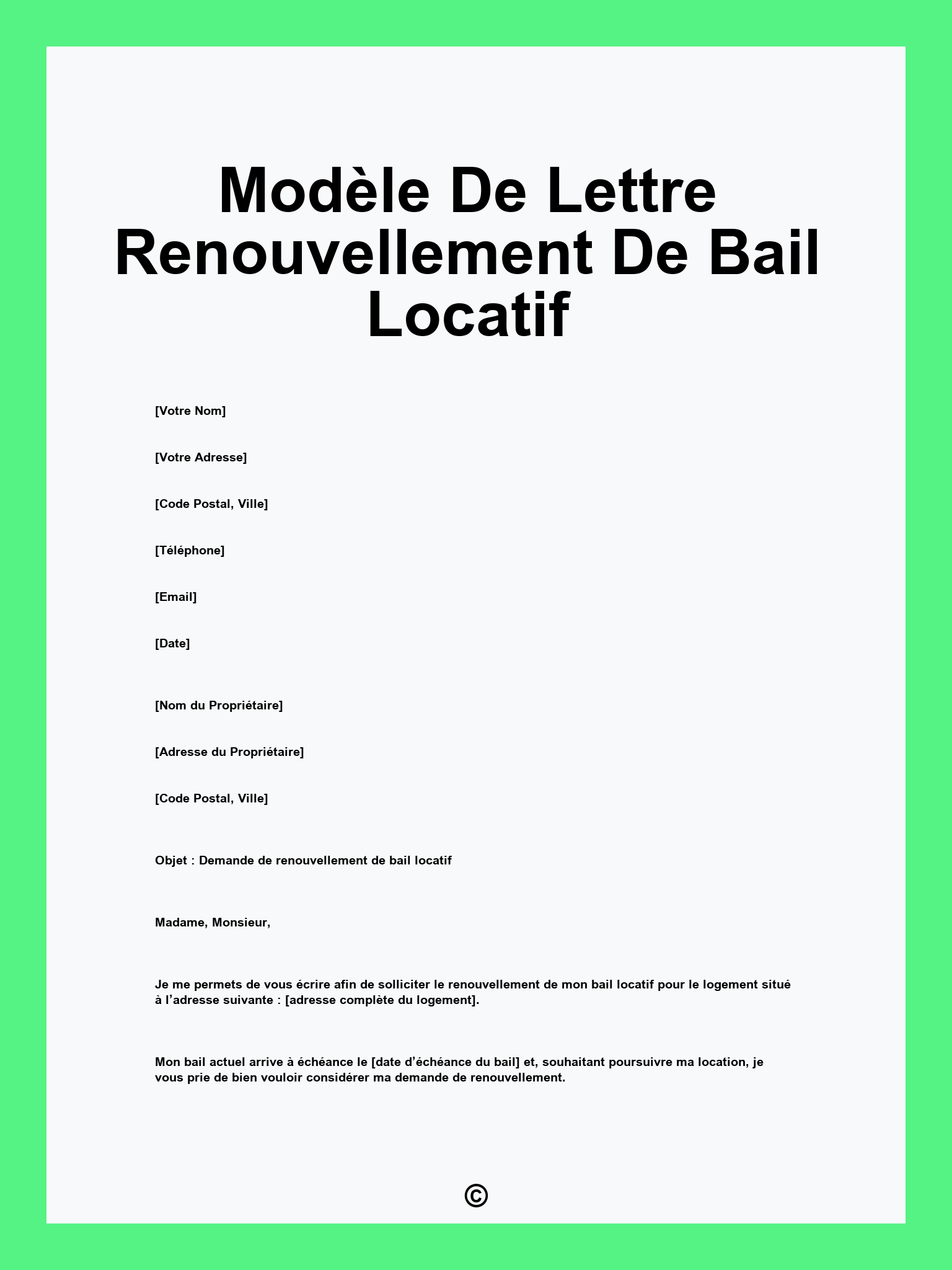 Modèle De Lettre Renouvellement De Bail Locatif