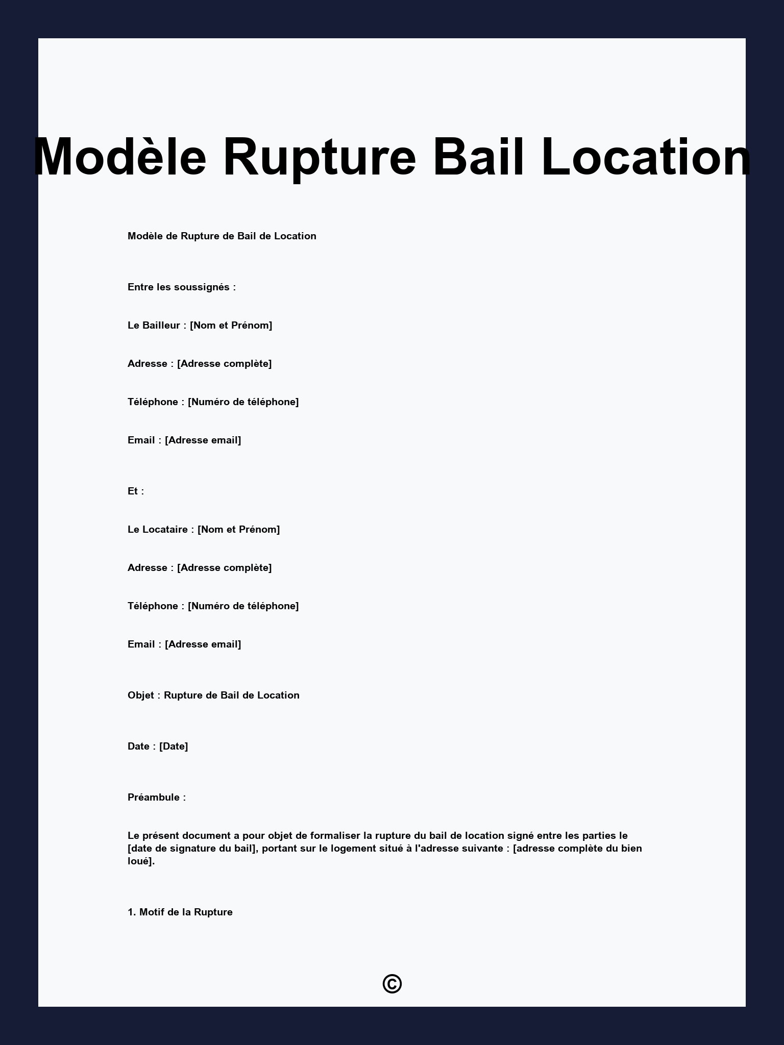 Modèle Rupture Bail Location