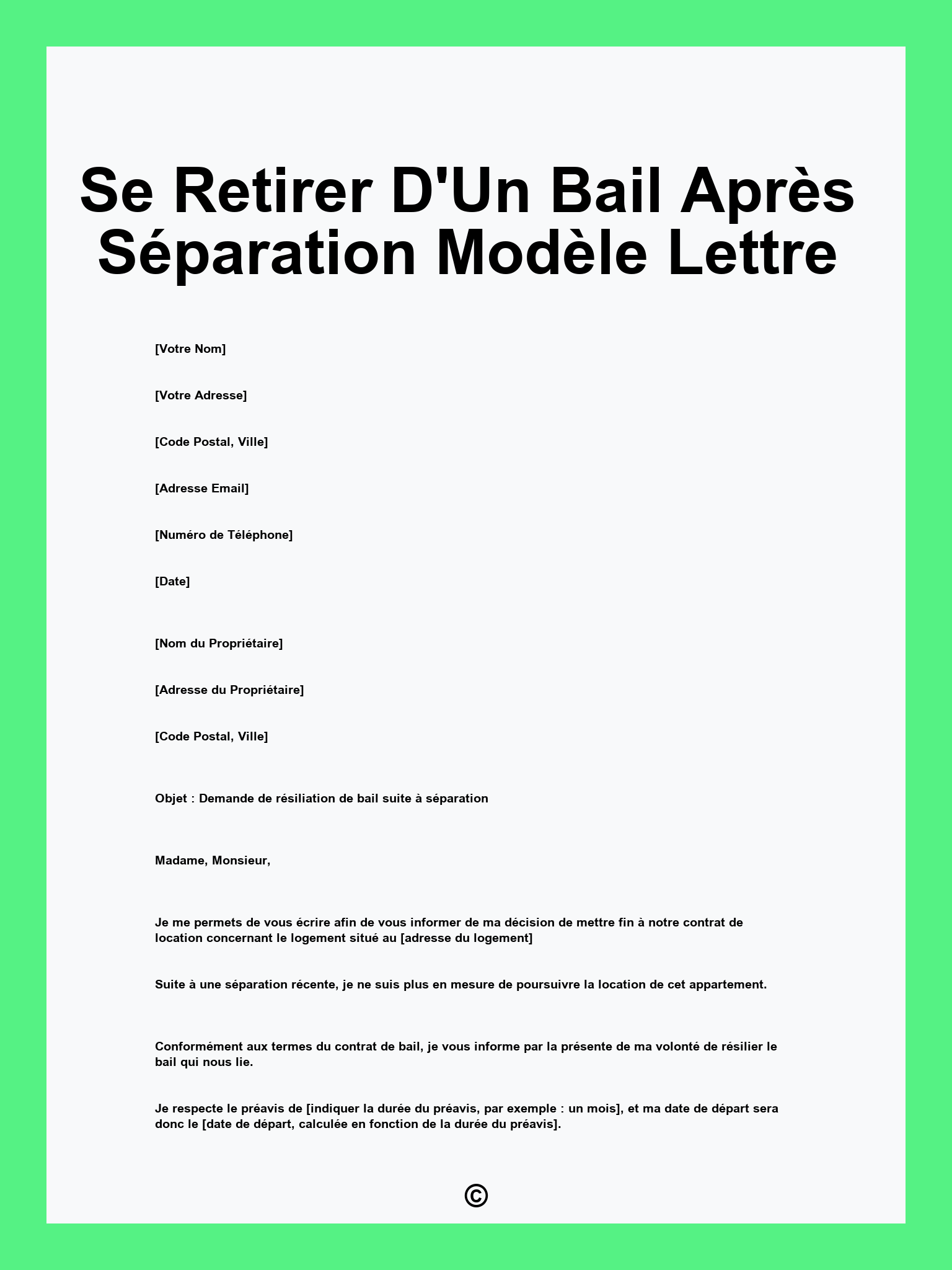 Se Retirer D'Un Bail Après Séparation Modèle Lettre
